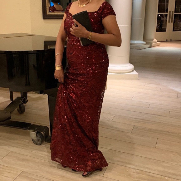 Windsor | Dresses | Ruby Red Dress With Rhinestone And Beading | Poshmark